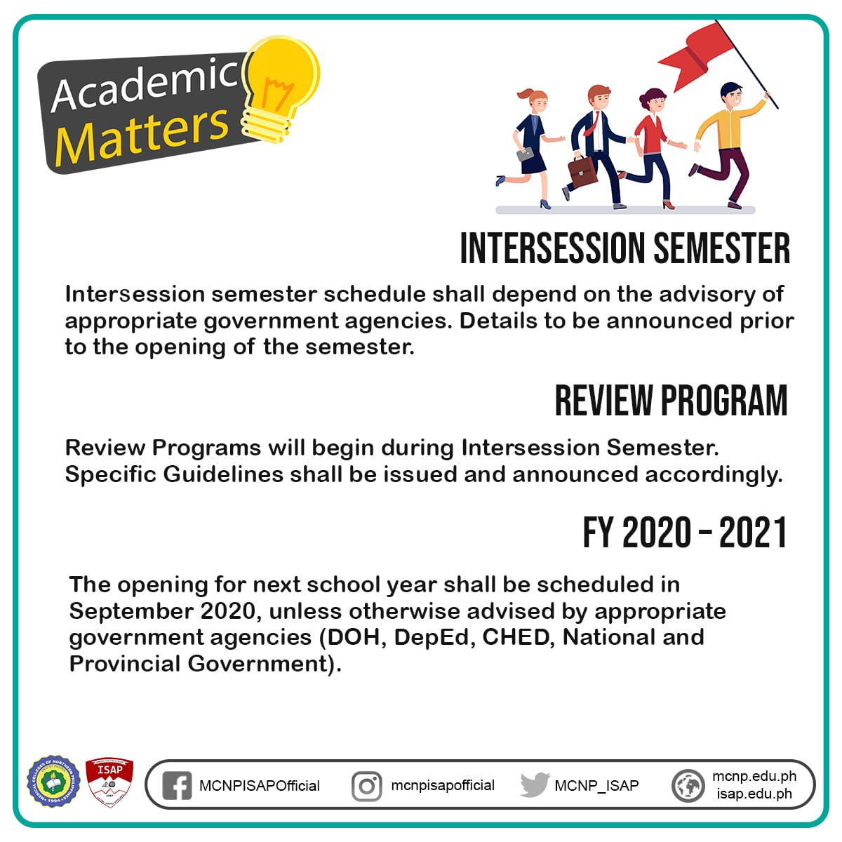 MCNP-ISAP GCQ Advisory - Medical Colleges of Northern Philippines