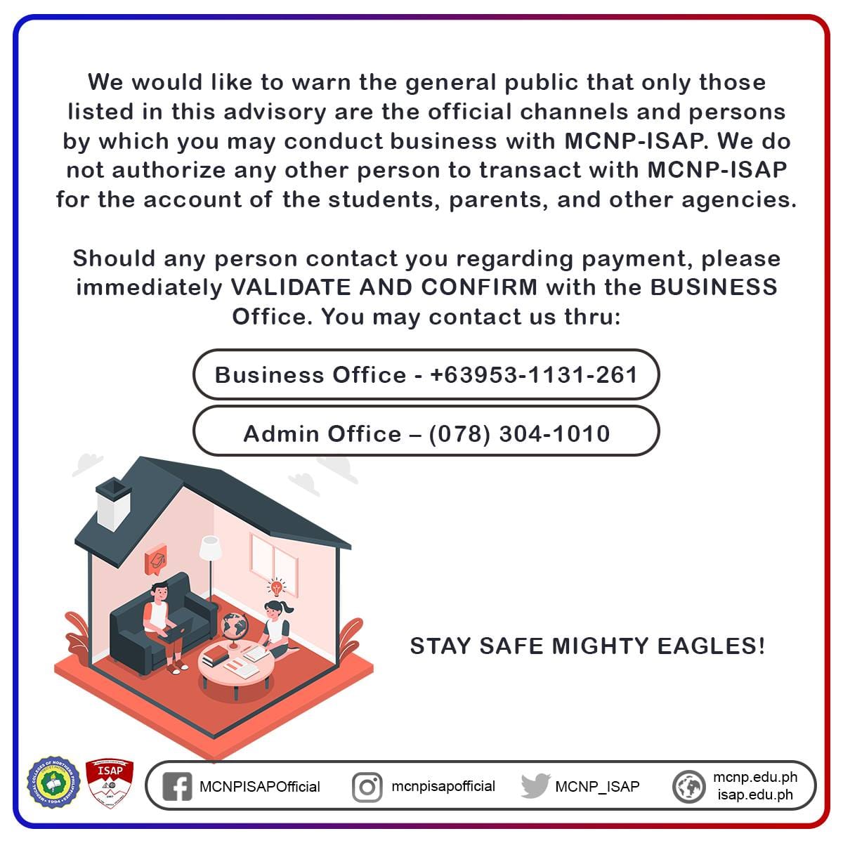 MCNP-ISAP ADVISORY - Medical Colleges of Northern Philippines