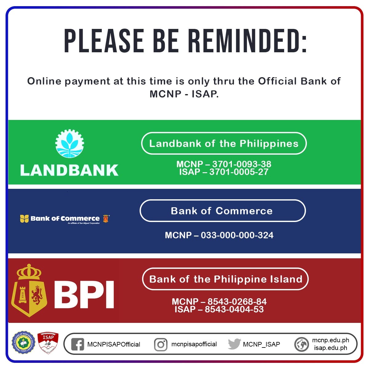 MCNP-ISAP ADVISORY - Medical Colleges of Northern Philippines