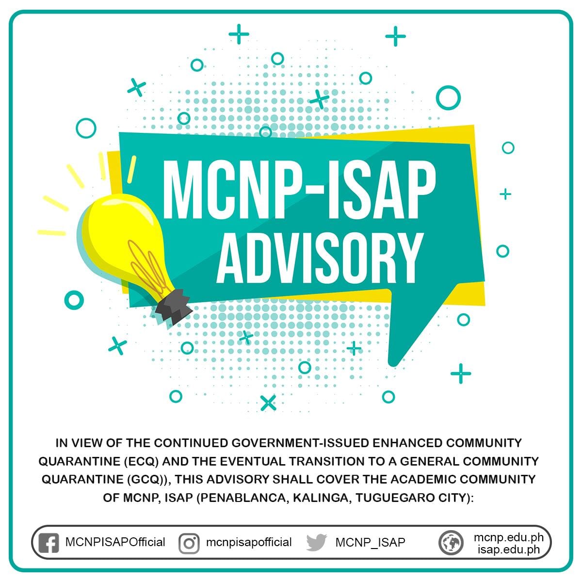 MCNP-ISAP ADVISORY - Medical Colleges of Northern Philippines