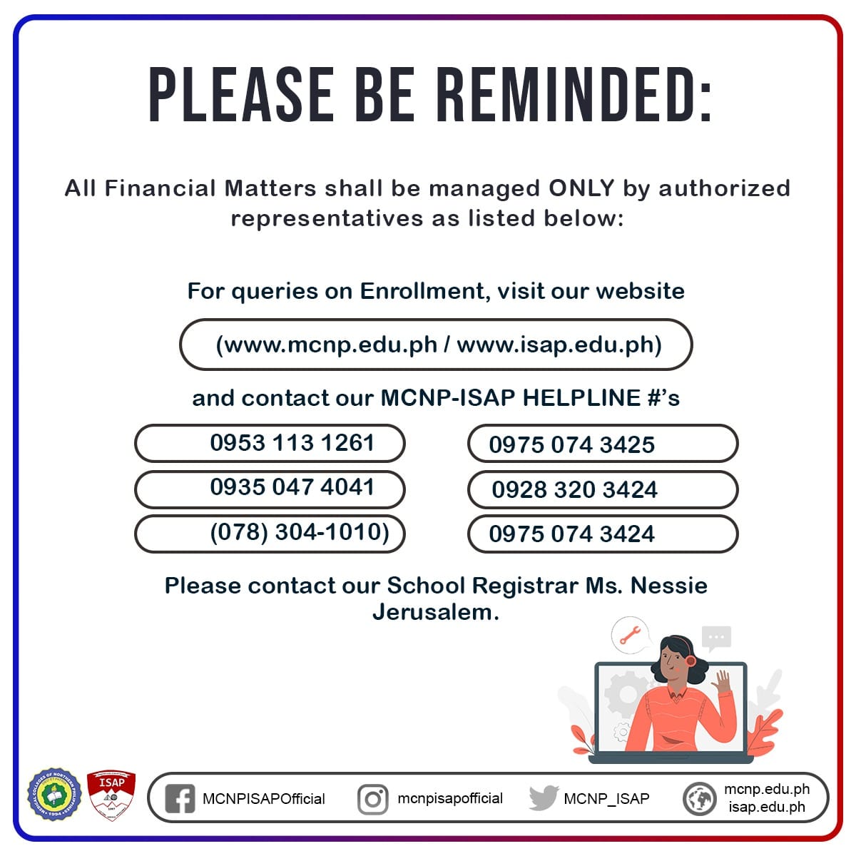 MCNP-ISAP ADVISORY - Medical Colleges of Northern Philippines